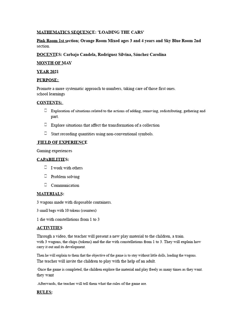 Mathematics Sequence Loading The Wagons 2021 | PDF