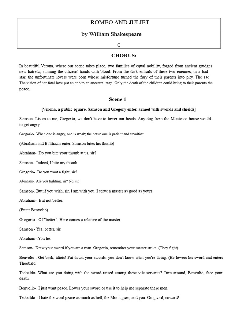 Romeo and Juliet Script | PDF | Characters In Romeo And Juliet