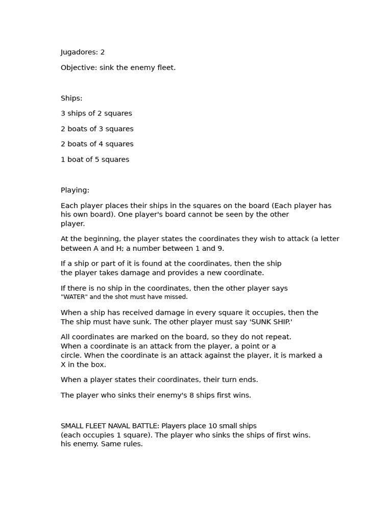 Naval Battle Instructions | PDF