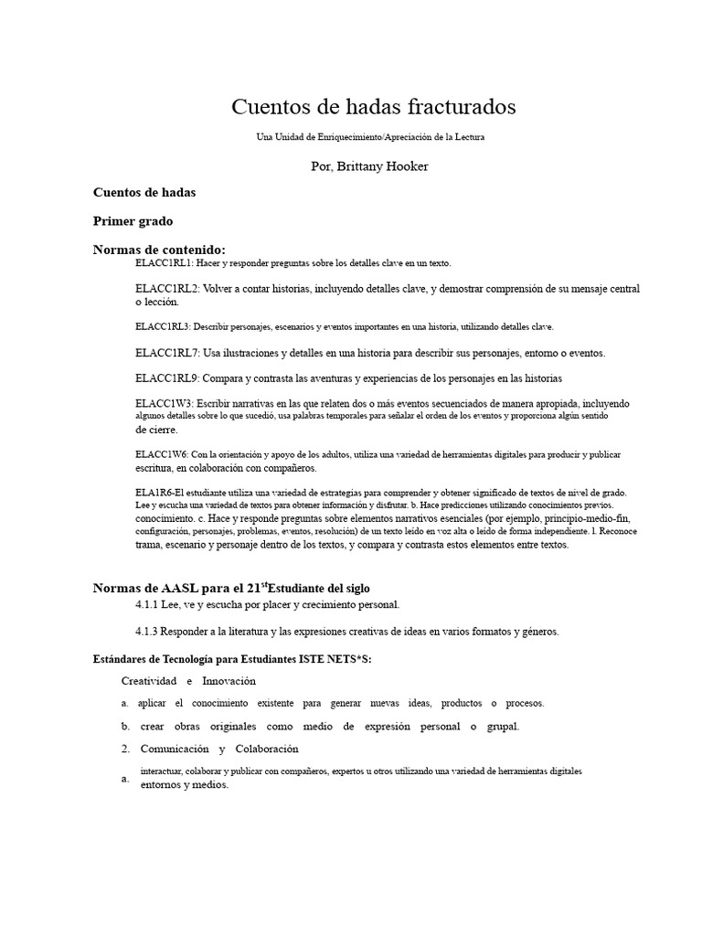 Unidad de Cuentos de Hadas Fracturados | PDF | Cuentos de hadas ...