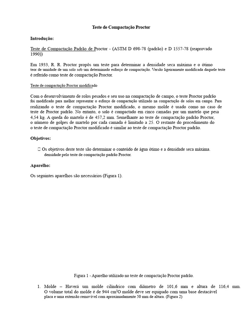 Teste de Compactação Proctor: Método e Equipamentos | PDF | Solo | Umidade