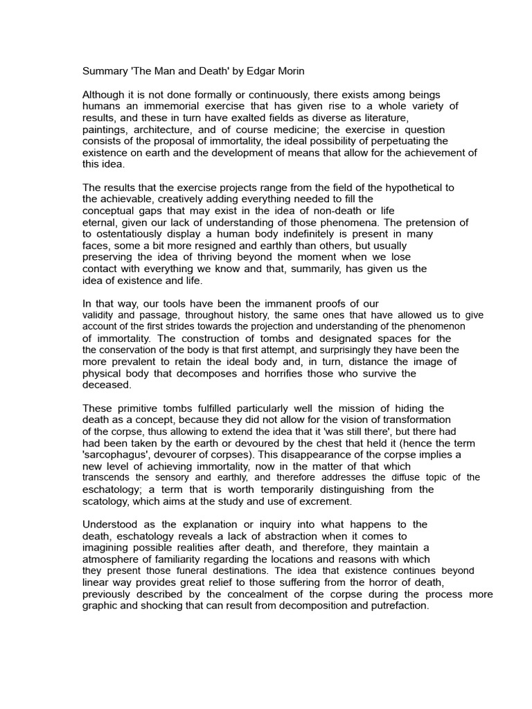 Summary The Man and Death | PDF | Death | Immortality