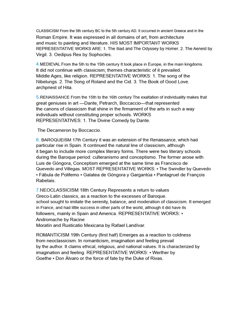 Overview of Literary Movements | PDF | Classicism | Giovanni Boccaccio