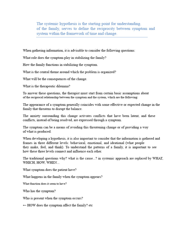 The Systemic Hypothesis Is The Starting Point For Understanding The ...