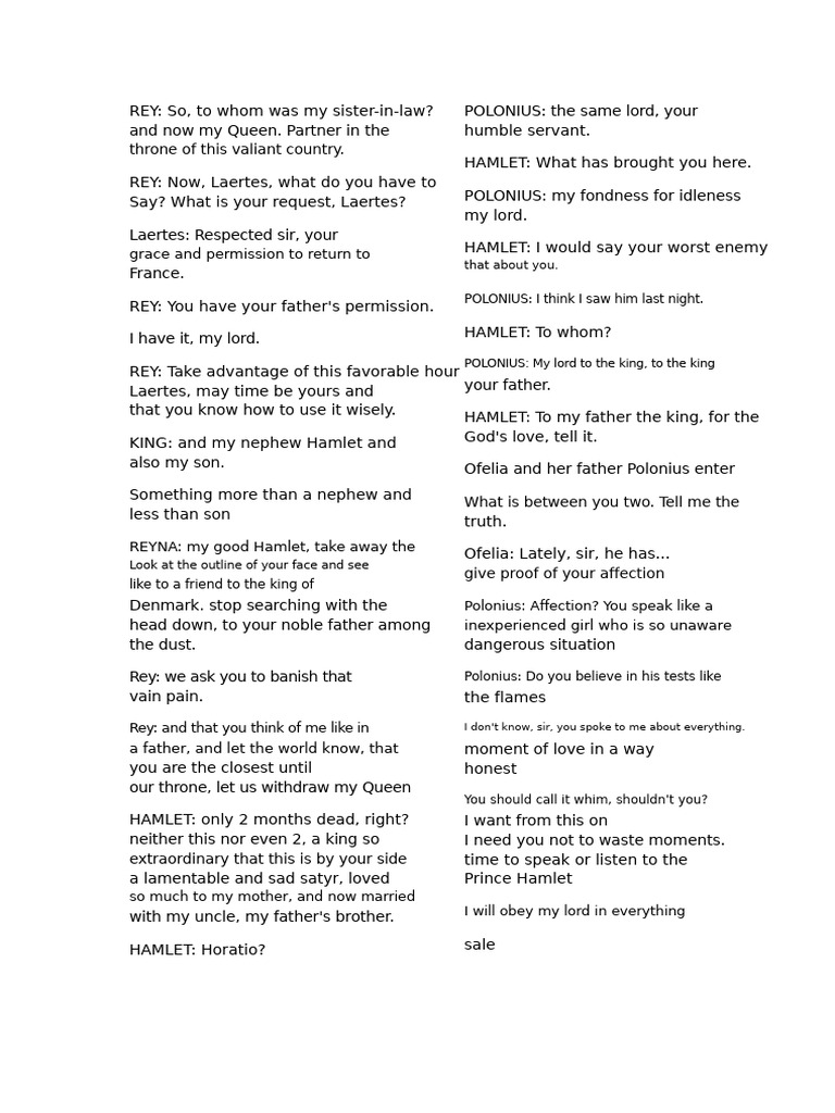 A Summarized Dialogue of Hamlet. | PDF | Hamlet
