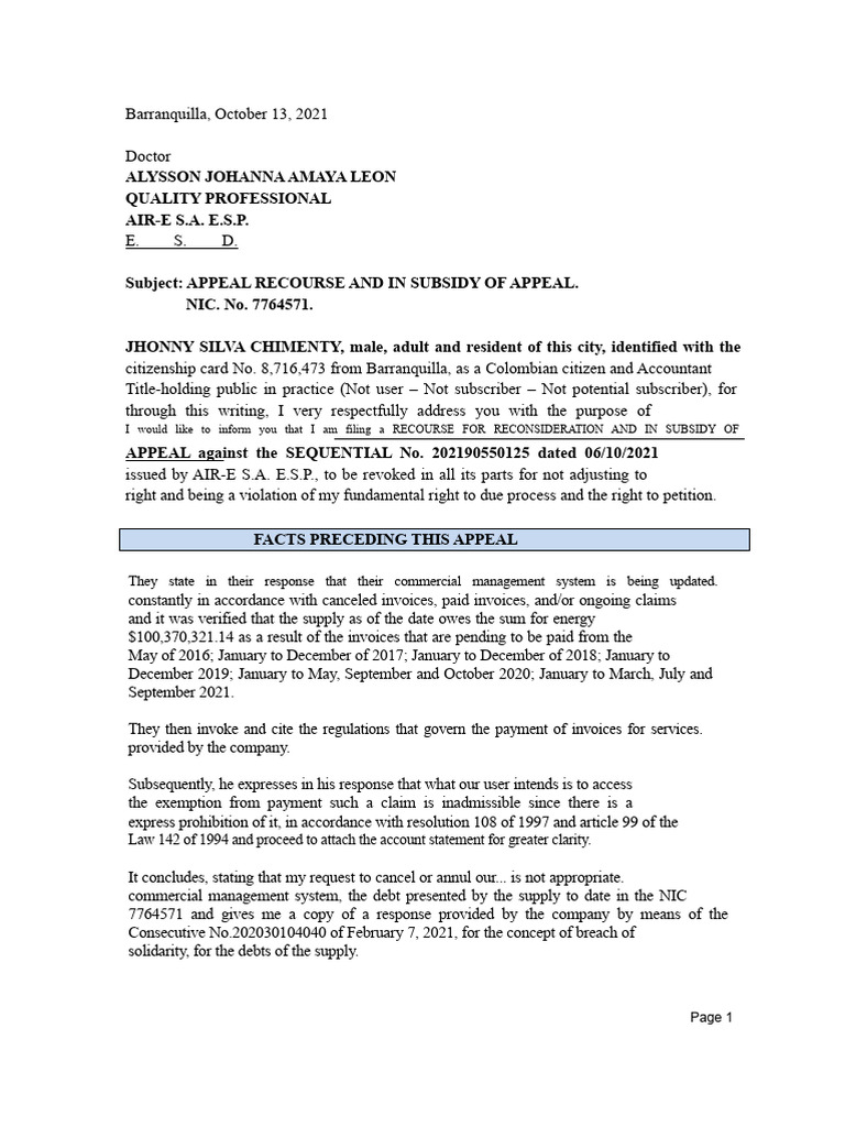 Recourse of Reposition in Appeal Subsidy | PDF | Due Process | Justice