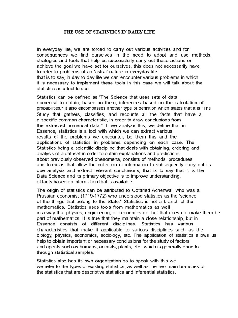 The Use of Statistics in Daily Life | PDF | Statistics | Statistical ...