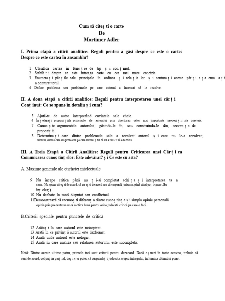 Mortimer Adler Cum Să Citești o Carte PDF | PDF