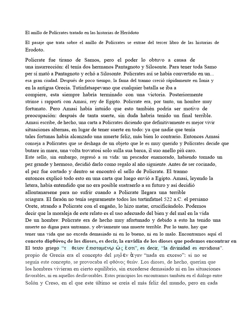 El anillo de Polícrates y su fortuna | PDF | Edipo