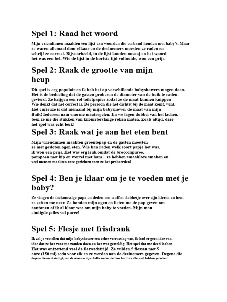 Microsoft Word - Baby Shower Spellen | PDF