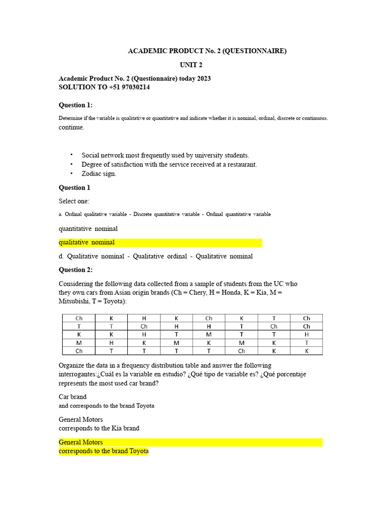 ACADEMIC PRODUCT N°2 (Questionnaire) | PDF | Questionnaire