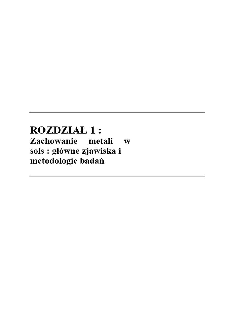 04 - Rozdział - 1 - Zachowanie Metali Ciężkich W Glebie | PDF