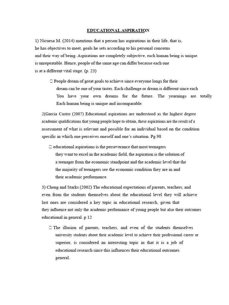 EDUCATIONAL ASPIRATION.docx | PDF | Teachers | Adolescence