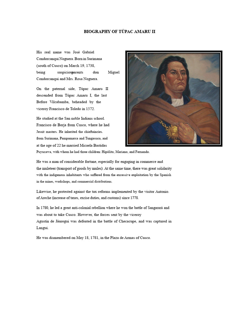 Túpac Amaru II: Biography and Legacy | PDF | Spanish Empire | South America