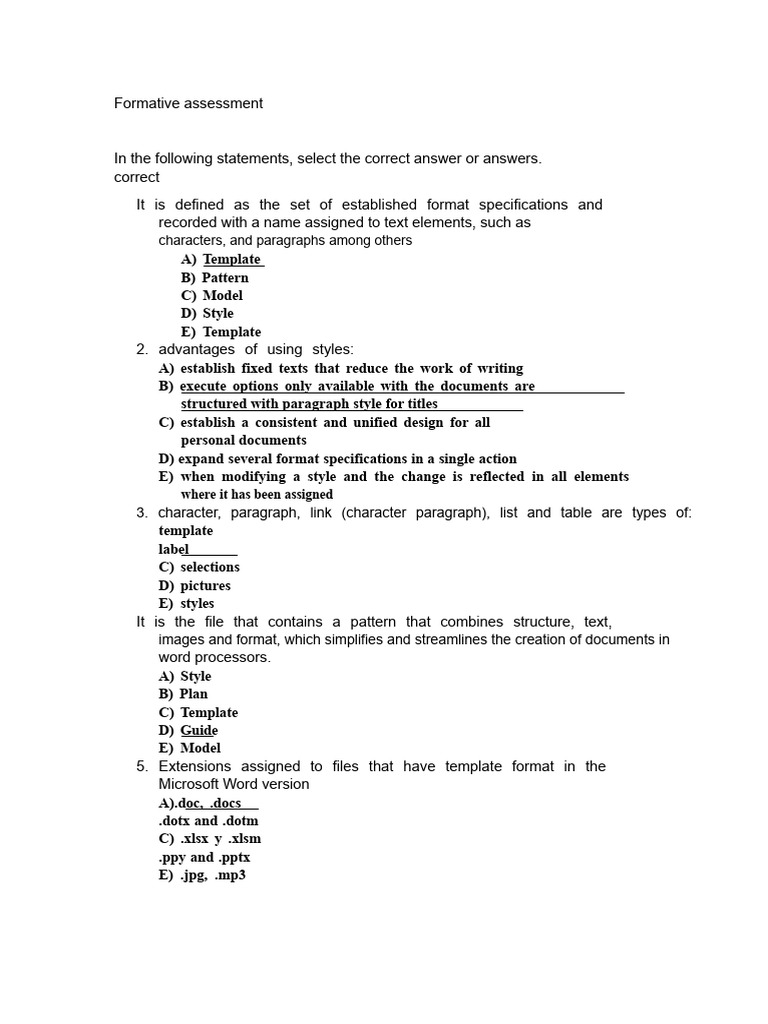 In The Following Statements, Select The Correct Answer or The Correct ...