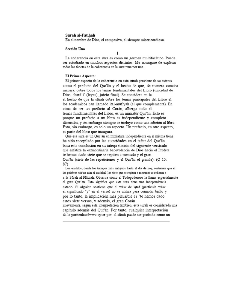 Traducción Al Inglés Del Tafsir de Farahi Sobre La Surah Fatihah | PDF ...