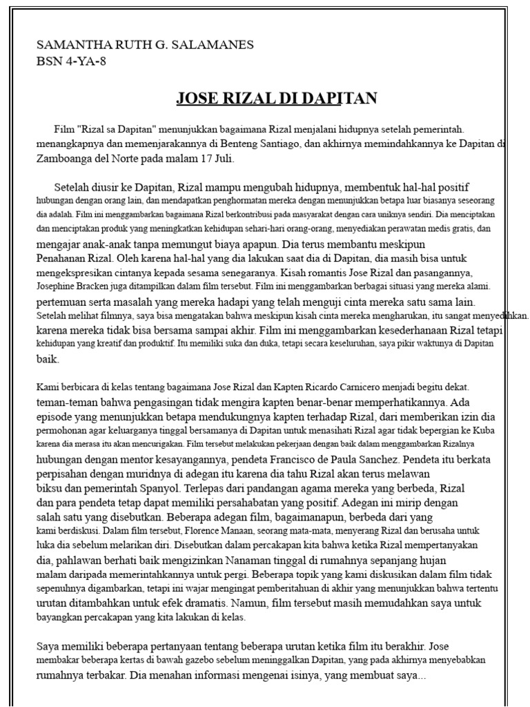 Kehidupan Jose Rizal di Dapitan | PDF