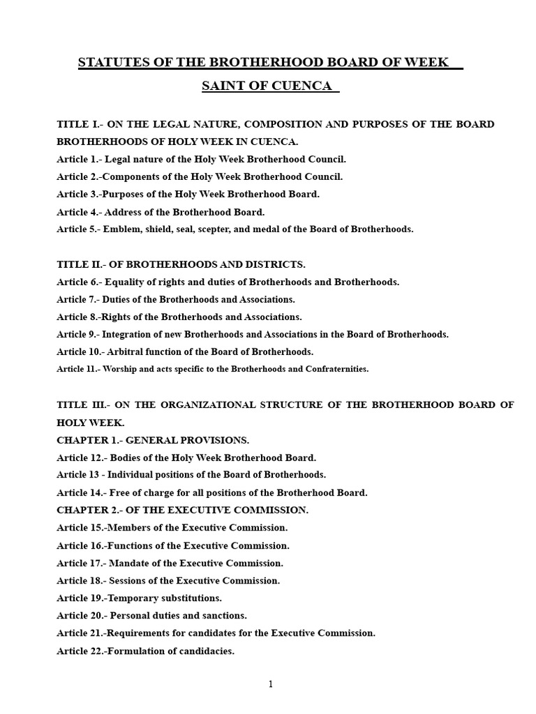 Statutes of The Brotherhood Board of Cuenca | PDF | Jesus | Eucharist