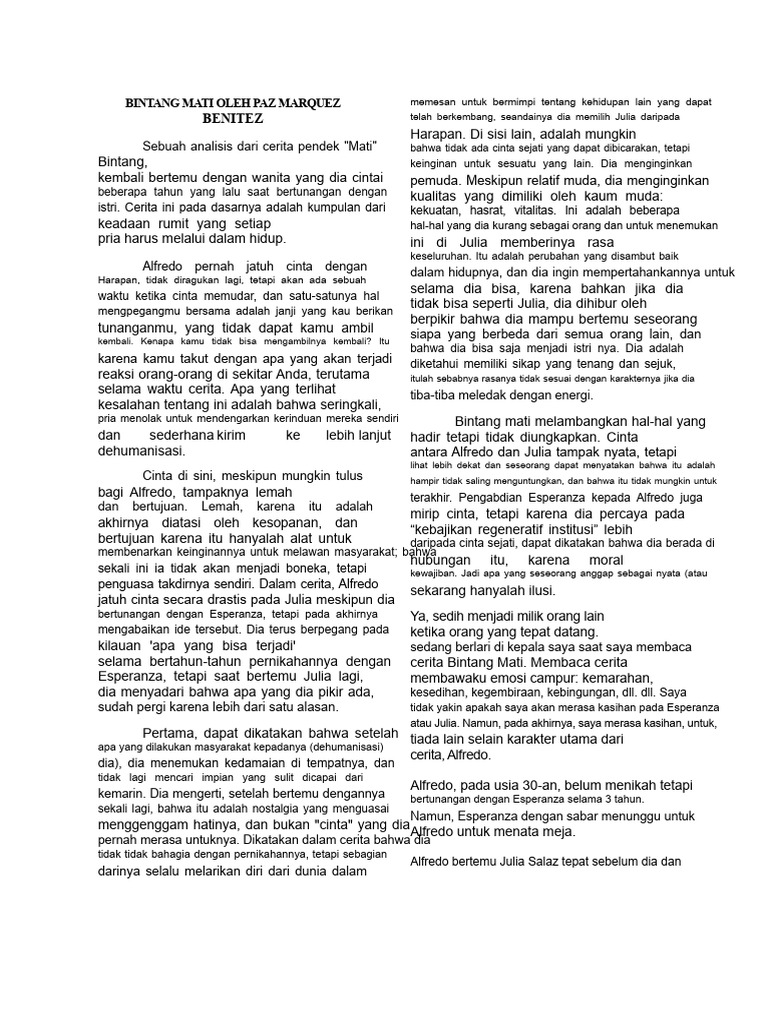 Bintang Mati Oleh Paz Marquez Benitez | PDF