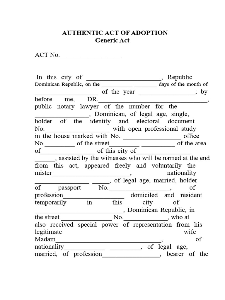 AUTHENTIC ACT OF ADOPTION | PDF | Justice | Crime & Violence