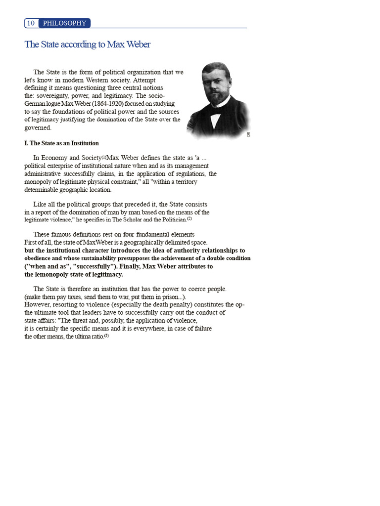 Max Weber's Definition of the State | PDF | State (Polity) | Justice