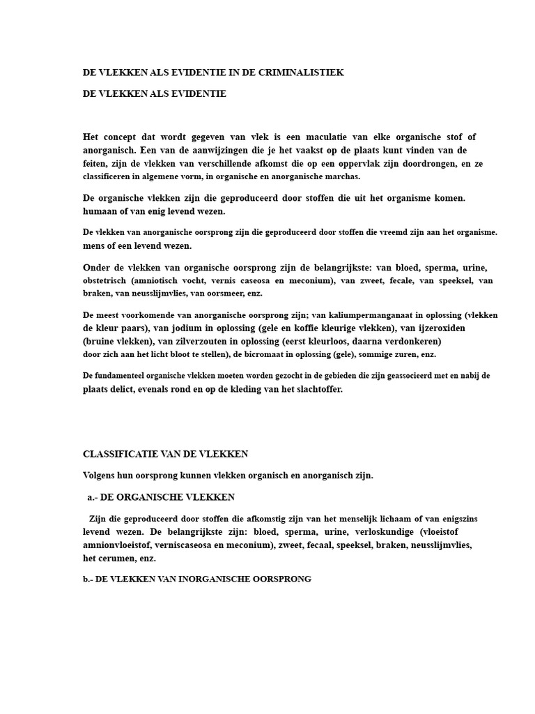 VLEKKE ALS EVIDENTIE IN DE CRIMINALISTIEK | PDF