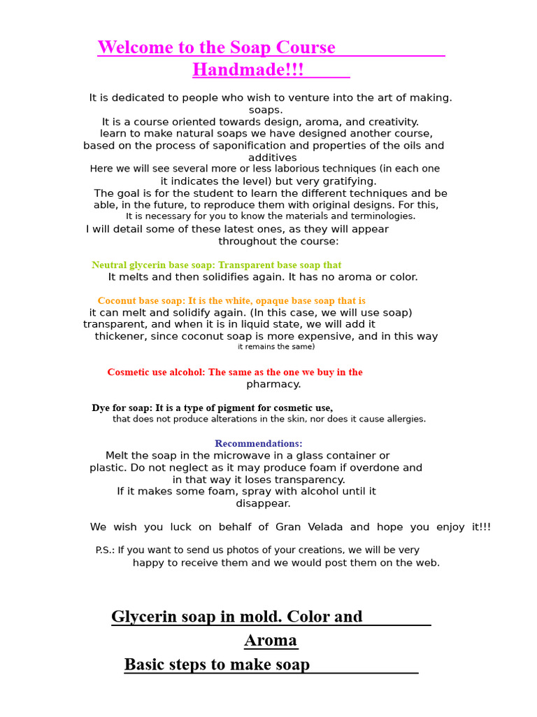 Glycerin Soap Manual. Basic Concepts. | PDF | Soap | Materials