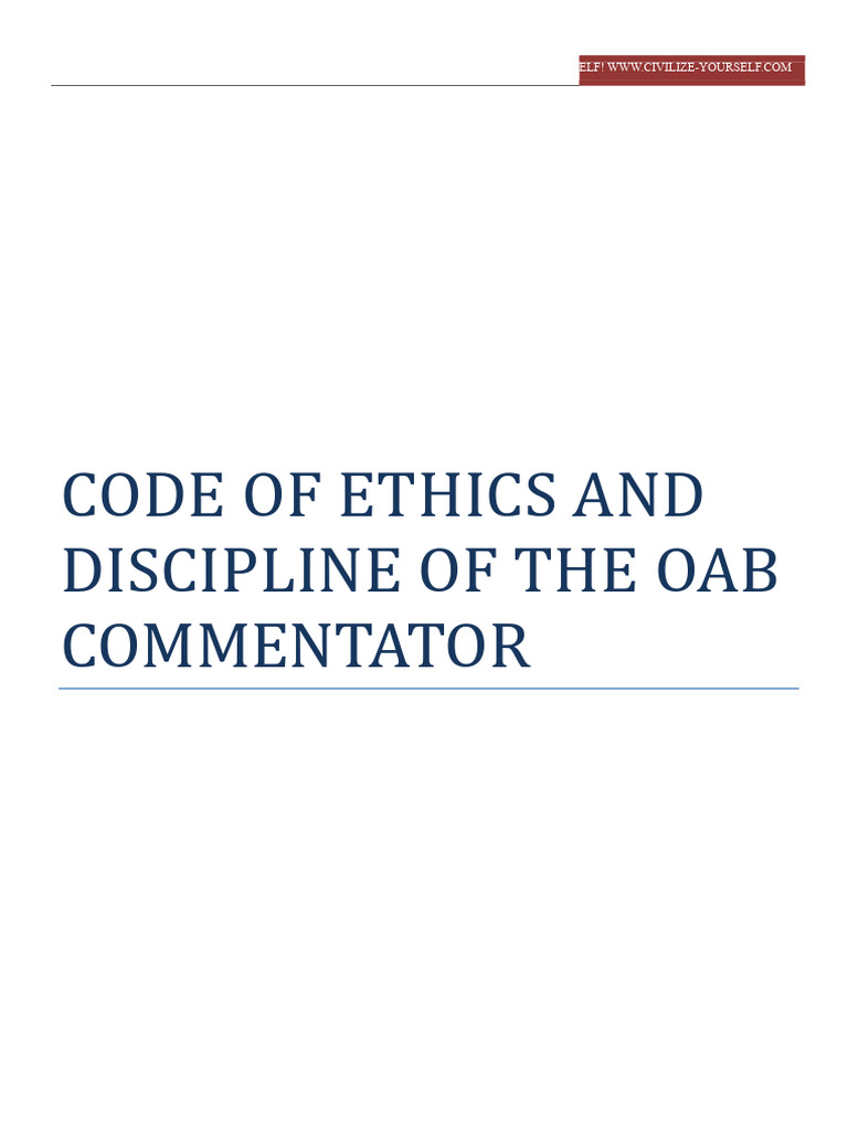 Code of Ethics and Discipline of The Oab Commented | PDF | Lawyer ...