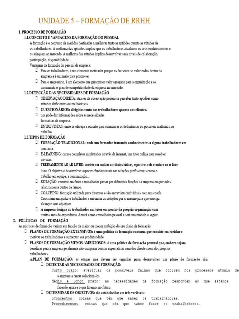 Resumo Tema 5 Recursos Humanos | PDF | Gestão de recursos humanos