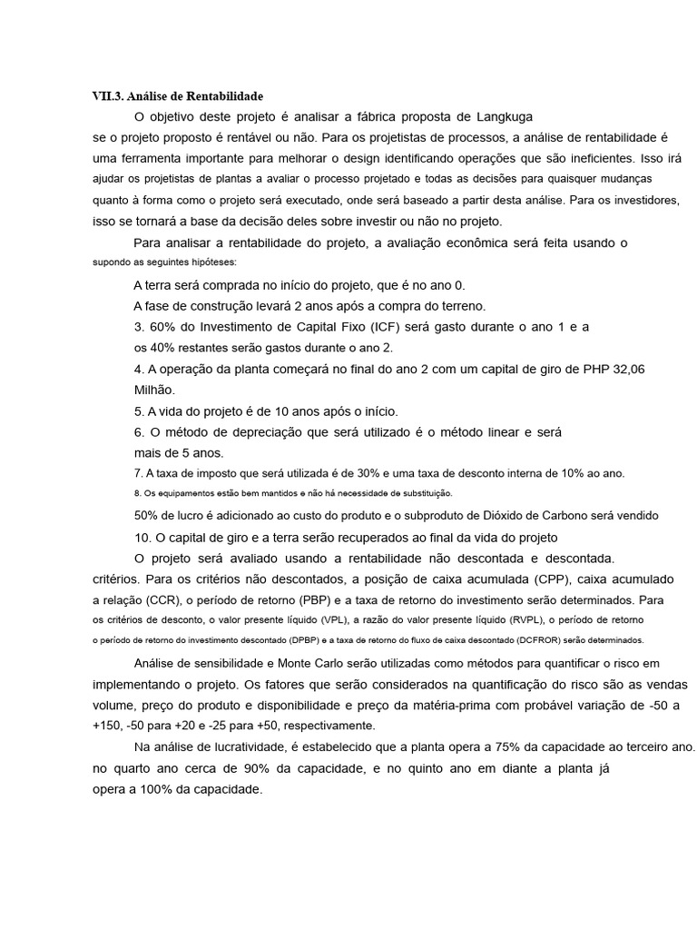 Análise de Rentabilidade do Projeto Langkuga | PDF | Valor Presente ...