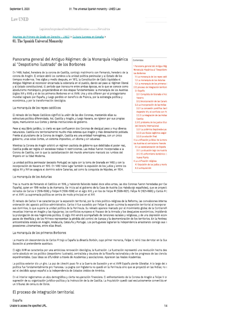 The Spanish Universal Monarchy - UNED Law | PDF