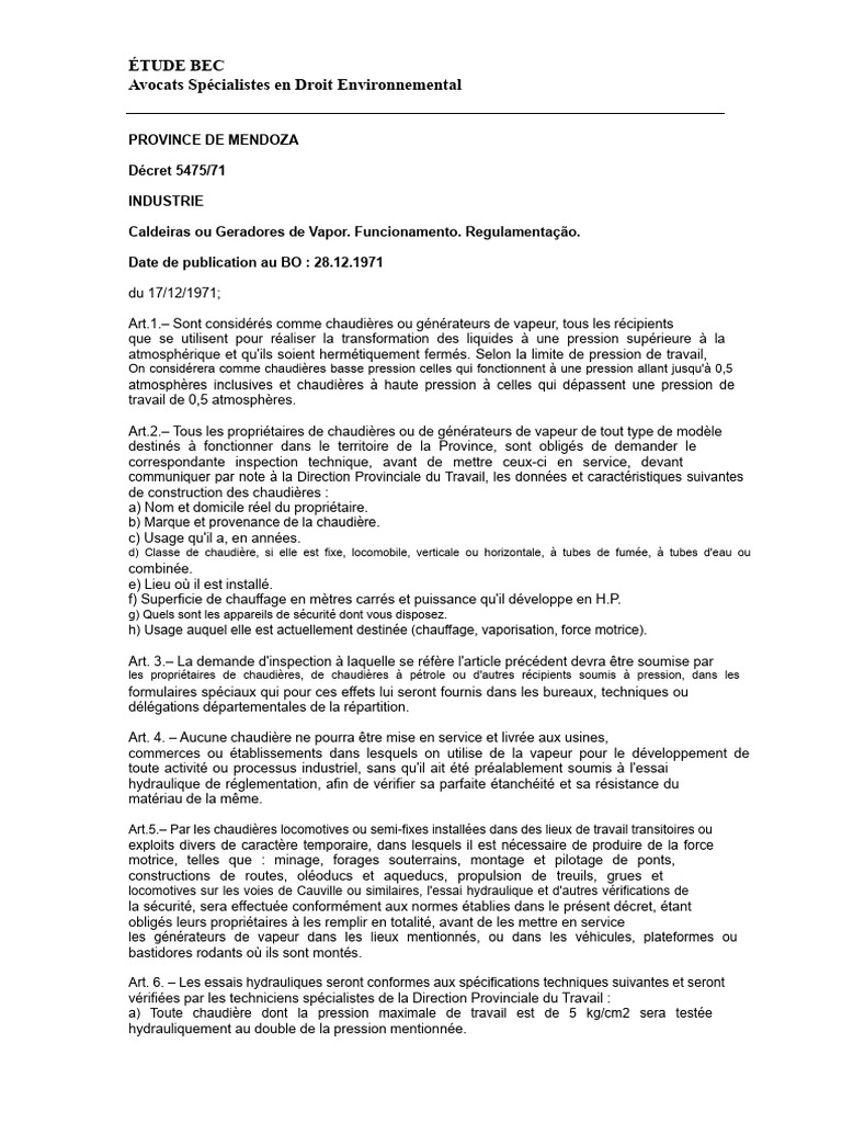 Réglementation des chaudières en Mendoza | PDF | Chaudière | Injection ...