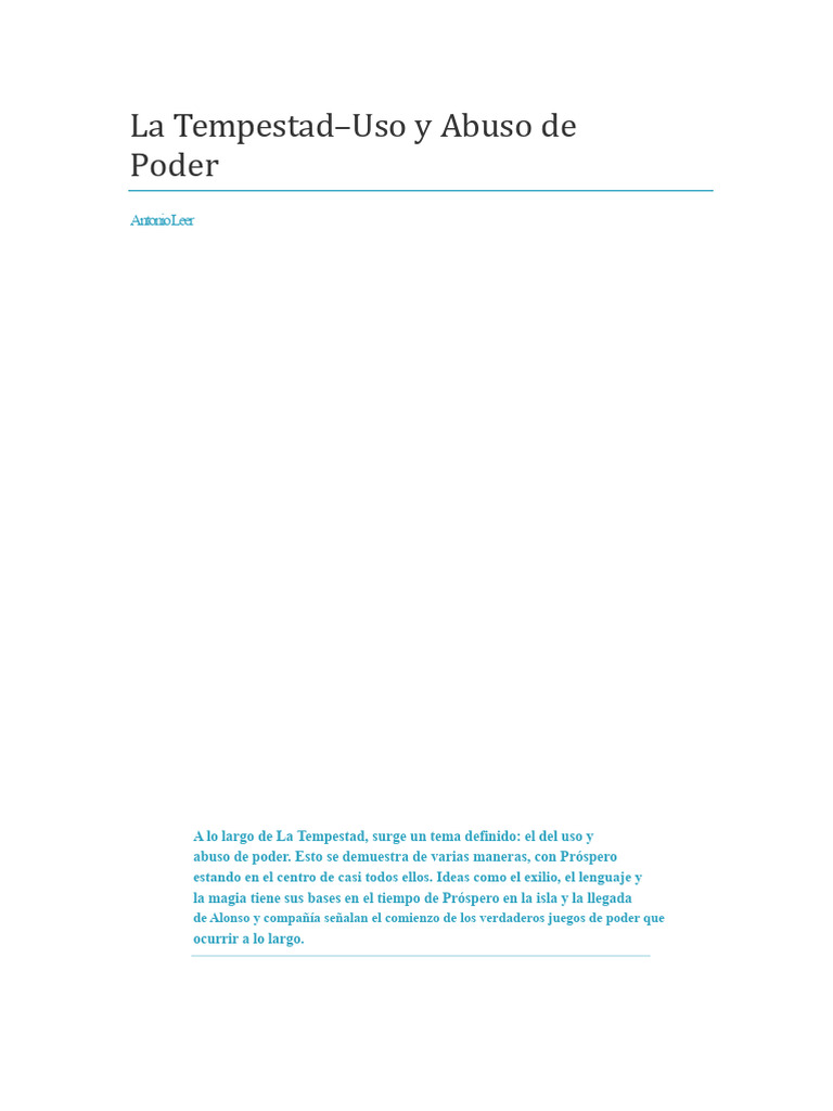 La Tempestad y El Poder | PDF | La tempestad