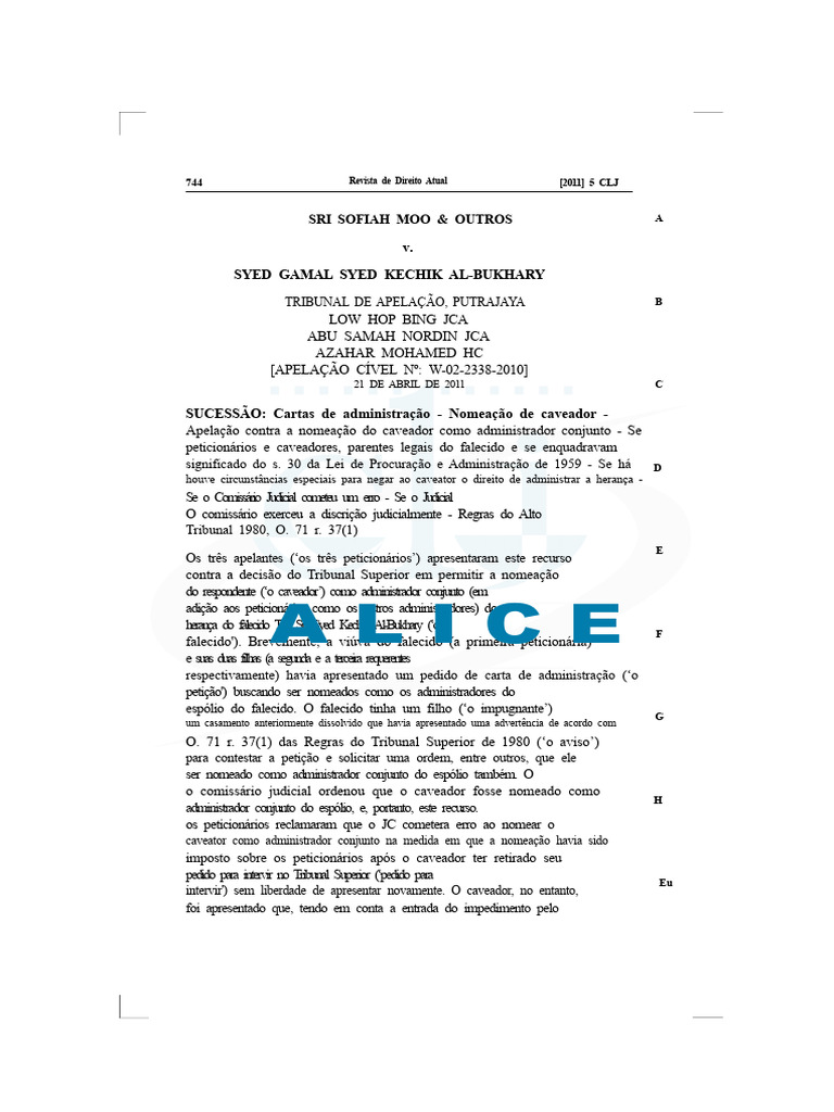 Sri Sofiah Moo & Outros V. Syed Gamal Syed Kechik Al-Bukhary [2011] 5 ...