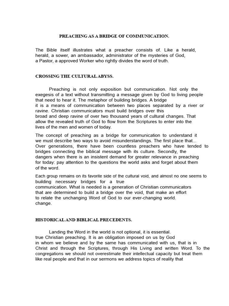Work The Preaching As a Bridge of Communication. | PDF | Jesus | Bible