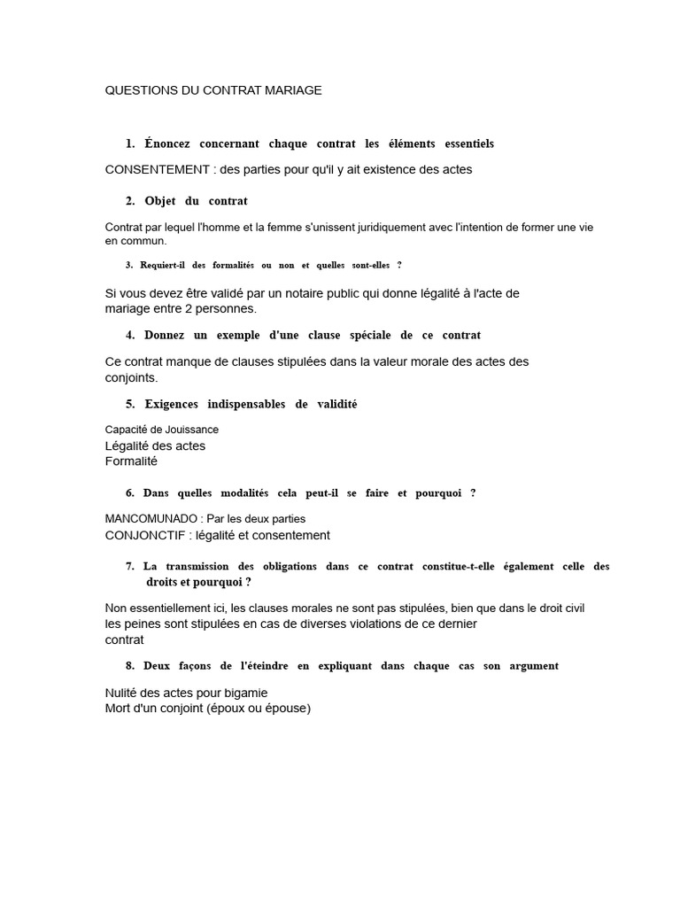 Contrat De Mariage Famille Recompose