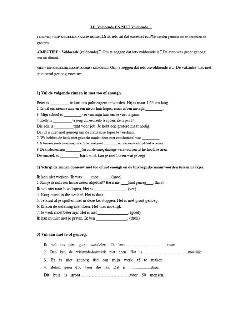 TE, Genoeg, Niet Genoeg | PDF