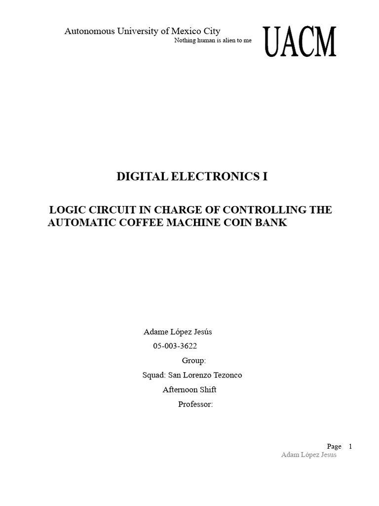 Coffee Vending Machine Logic Circuit Design | PDF | Vending Machine ...