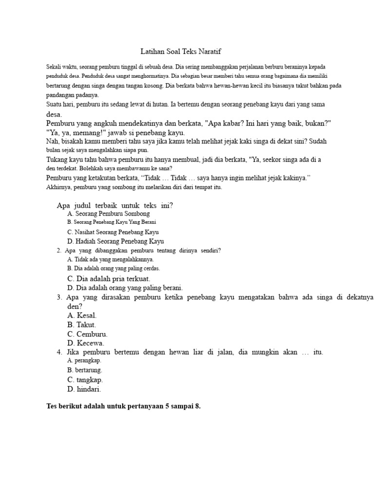 Latihan Soal Teks Naratif | PDF
