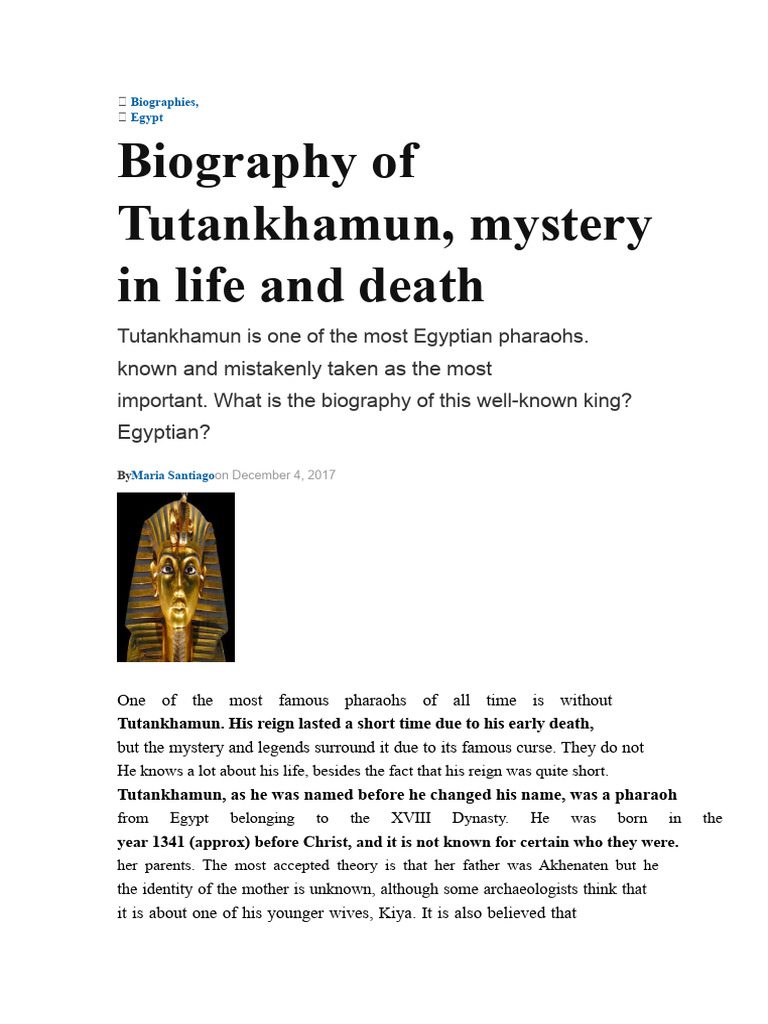 The Life of Tutankhamun | PDF | Tutankhamun | Akhenaten