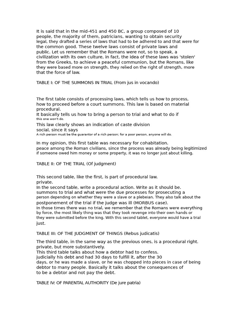Law of the Twelve Tables | PDF | Property | Ancient Rome