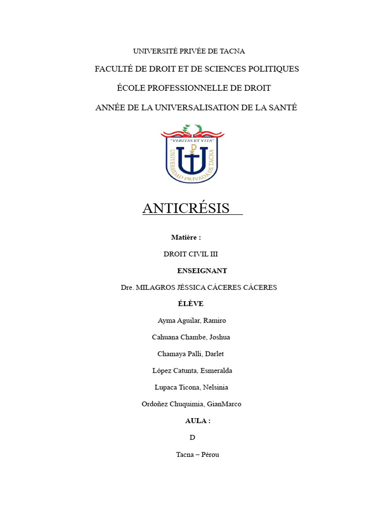 Comprendre l'Anticrèse en Droit Civil | PDF | Débiteur | Crédit