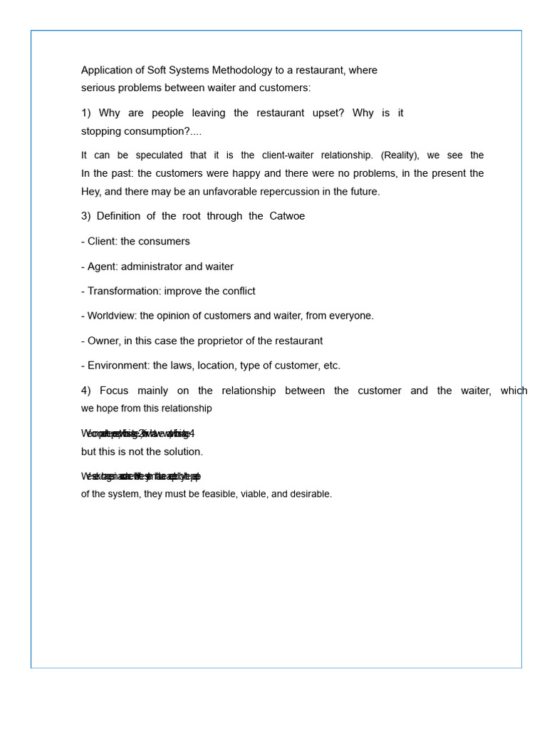 Application of Soft Systems Methodology To A Restaurant | PDF