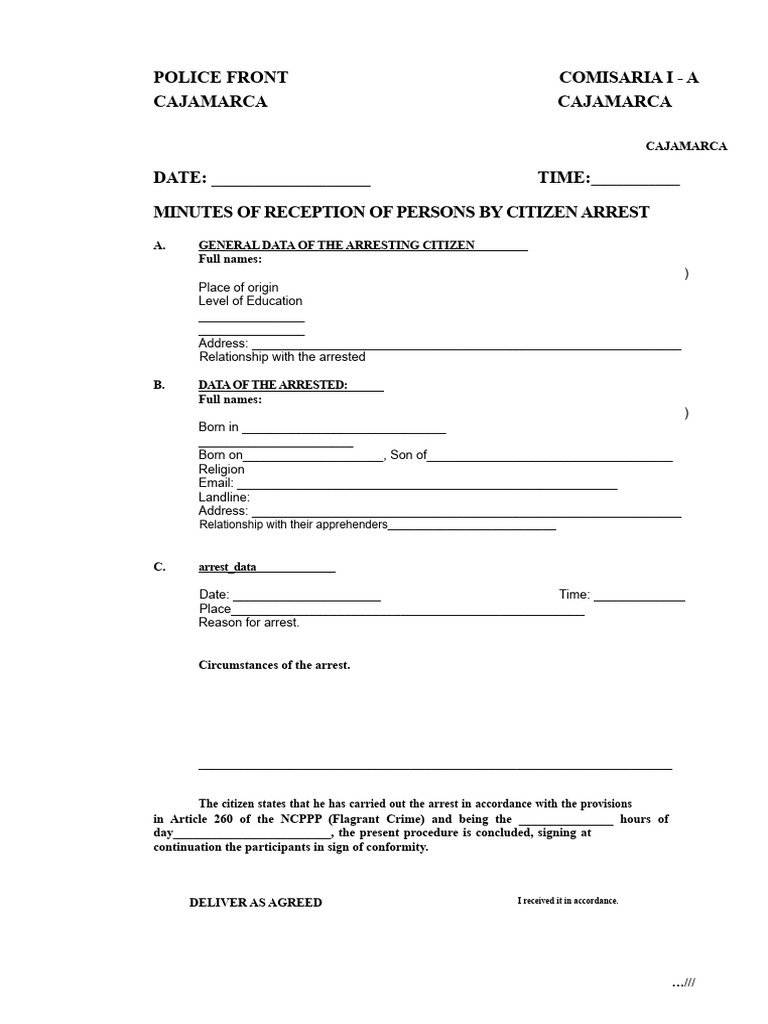 Citizen Arrest Report Template | PDF