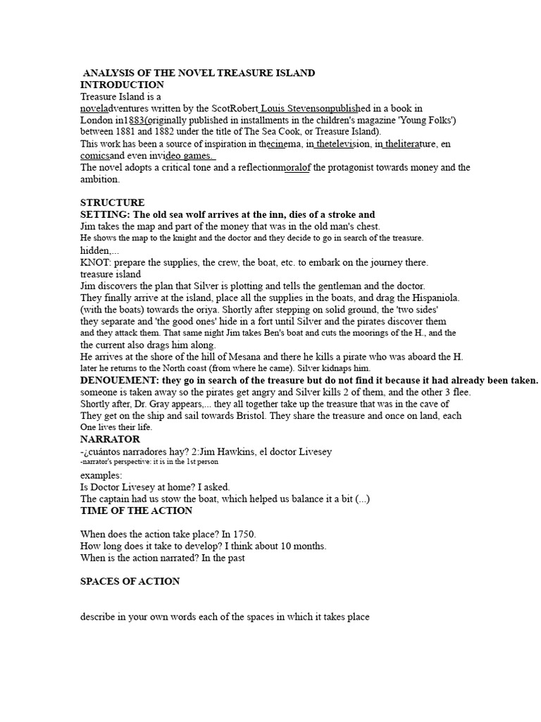 Analysis of The Novel Treasure Island | PDF | Treasure Island