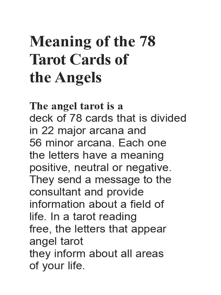 Angel Tarot Card Meanings Explained | PDF | Major Arcana | Angel