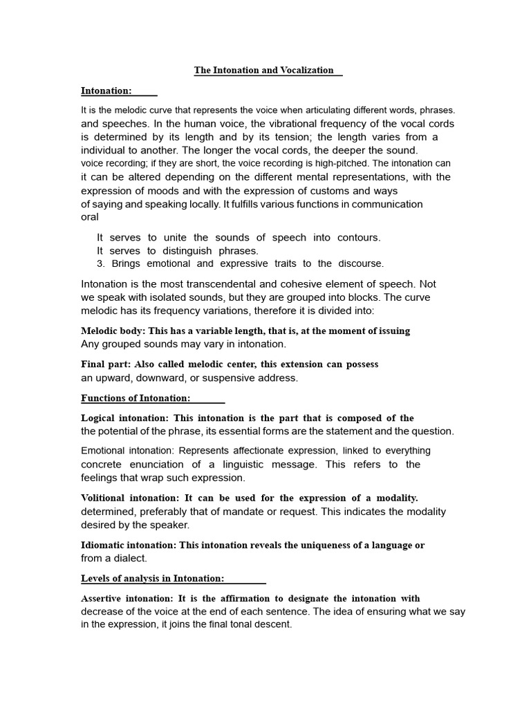 Intonation and Vocalization | PDF | Tone (Linguistics) | Human Voice