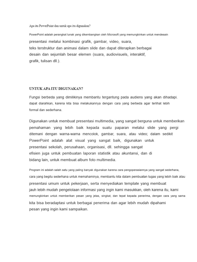 Apa Itu PowerPoint Dan Untuk Apa Fungsinya | PDF