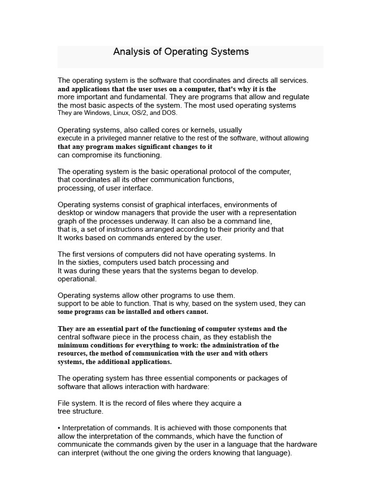 Analysis of Operating Systems What Are They | PDF | Operating System | Input/Output