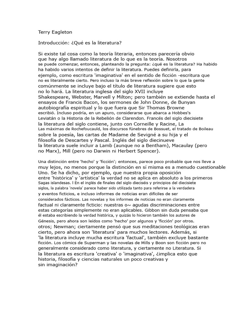 Terry Eagleton - ¿Qué Es La Literatura? | PDF | Verdad | William ...